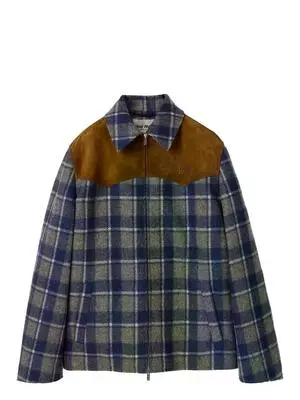 Miu Miu Check-pattern Zip-up Jacket - Blue