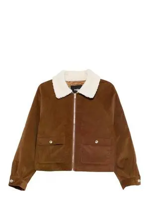 Maje Shearling-collar Corduroy Jacket - Brown