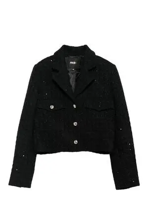 Maje Sequin-embellished Tweed Blazer - Black