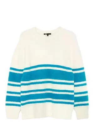 Maje Striped Crew-neck Sweater - Neutrals