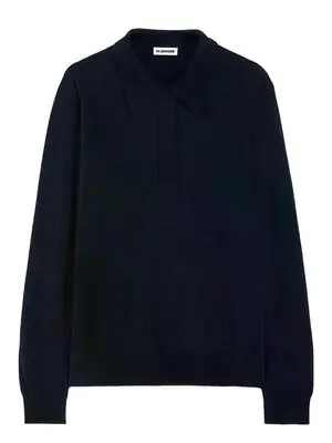 JIL SANDER Long-sleeved Polo Sweater - Blue