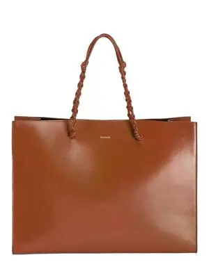 JIL SANDER Tangle Embossed Tote Bag With Knotted Handles - Brown