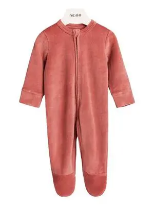 REISS Velour Footie - Rose