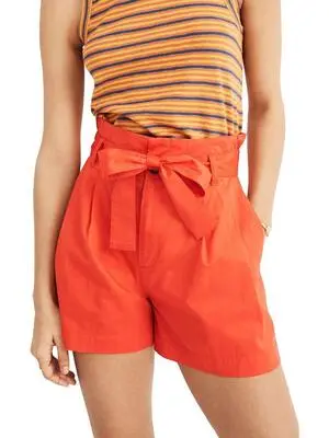 Madewell High-rise Paperbag Waist Shorts - Coastal Orange