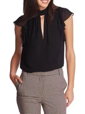 1.State Smocked Neck Top - Rich Black