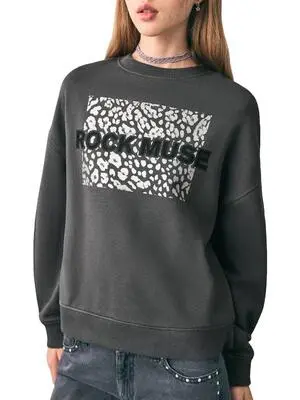 Mango Oversized Graphic Sweatshirt - Charcoal