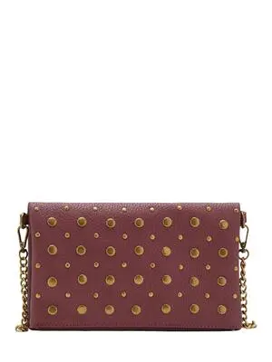 Mango Studded Fold-over Shoulder Bag - Burgundy