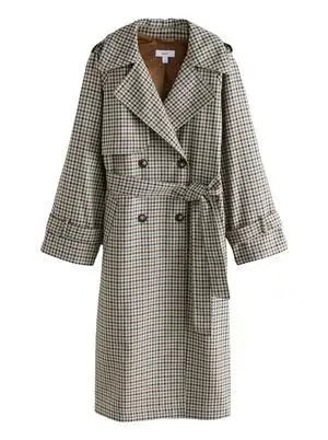 NEXT Double Breasted Trench Coat - Check