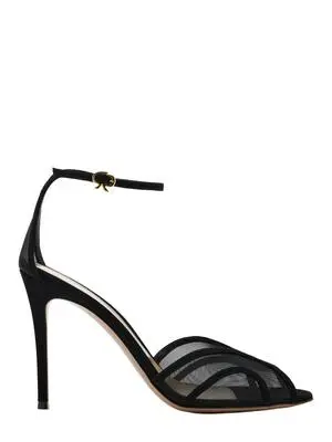 GIANVITO ROSSI Suede-trimmed Mesh Sandals - Black