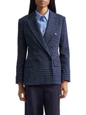 MAX MARA Bisso Plaid Cotton & Wool Double-Breasted Blazer