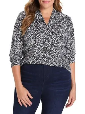 NIC+ZOE Geo Toss Knit Top - Indigo Multi