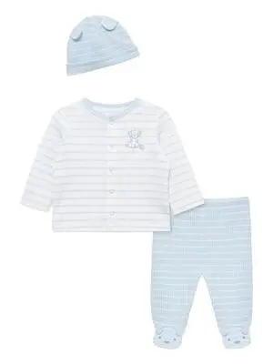 LITTLE ME 3-piece Ribbed Organic Cotton Set - Blue