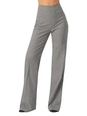 IVONNE Houndstooth Tailored Trousers - Black