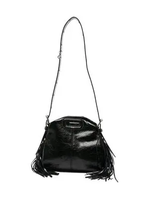 Maje Cracked-leather Fringe Tote Bag - Black
