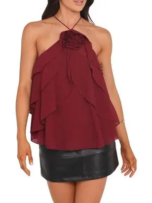 PETAL & PUP Sleeveless Chiffon Top - Burgundy