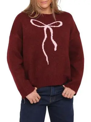 PETAL & PUP Kaori Bow Sweater - Burgundy