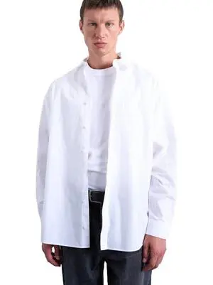 Topman Oversize Cotton Poplin Button-up Shirt - White
