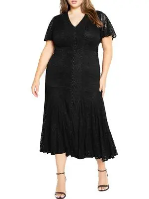 City Chic Christa Lace Midi Dress - Black