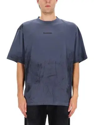 Balenciaga T-shirt With Logo - Blue