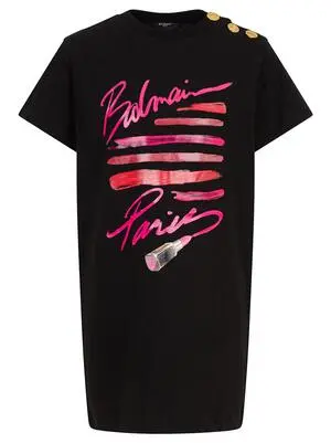 Balmain Logo T-shirt Dress - Black
