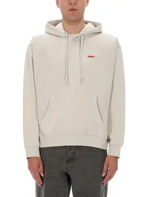 Obey Sweatshirt With Logo And Print - Beige