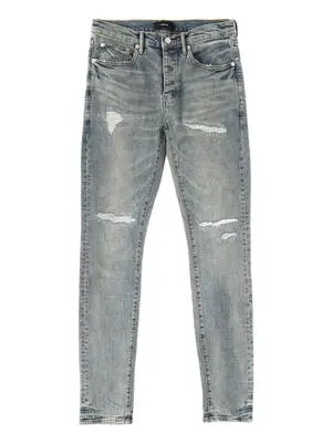PURPLE BRAND Ripped Straight Leg Pants - Denim