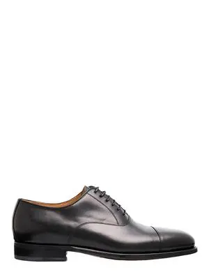 Kiton Leather Cap-toe Oxford Shoes - Black