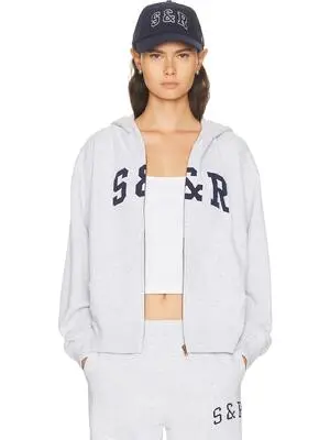 SPORTY & RICH Ivy Zip Hoodie - Heather Gray