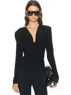 Wardrobe.NYC Evening Cowl Neck Top Black