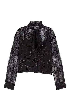 Maje Sequinned Lace Shirt - Black