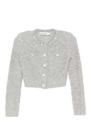 SELF-PORTRAIT Crystal-embellished Cardigan - Grey