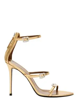 GIUSEPPE ZANOTTI Metallic Leather Ankle-strap Sandals - Oro