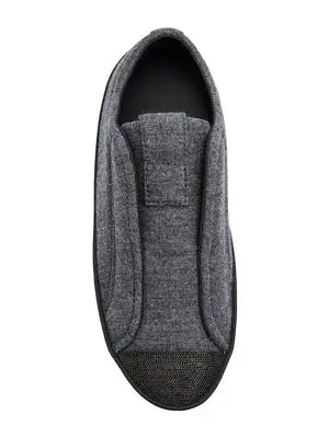 Brunello Cucinelli Wool Monili Slip-on Sneakers - Medium Grey