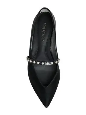Alexander McQueen Embellished Ballet Flats - Black/bone