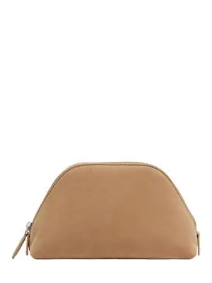 THE ROW Devon Mini Leather Clutch Beige