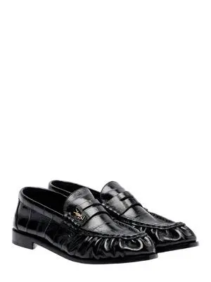 Saint Laurent Leather Penny Loafers - Black
