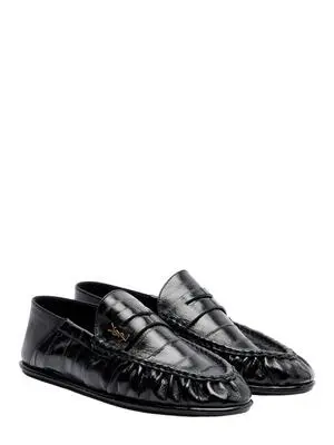 Saint Laurent Eel Leather Penny Loafers - Black