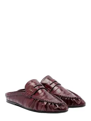 Saint Laurent Le Loafer Leather Mules - Burgundy