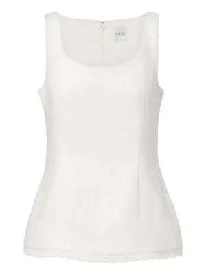 Posse Effi Scalloped Linen Tank Top - White