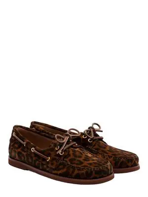 GIANVITO ROSSI Vandee Leopard-print Boat Shoes - Brown