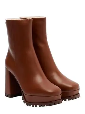 GIANVITO ROSSI 70 Shearling-lined Platform Ankle Boots - Brown