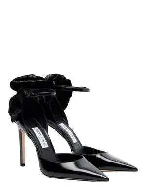 JIMMY CHOO Marja 100 Floral-appliqué Leather Pumps - Black