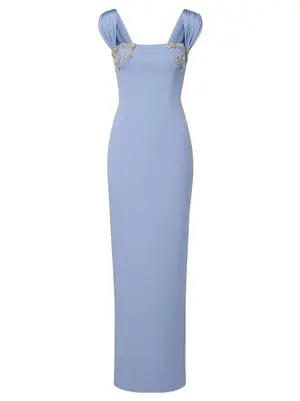 Rachel Gilbert Malia Embellished Crêpe Corset Gown - Blue