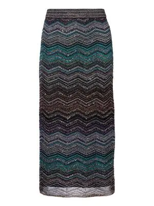 Missoni Zig Zag Lamé Midi Skirt - Multicoloured