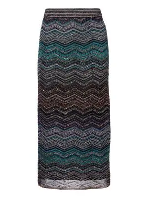 Missoni Zigzag Lamé Midi Skirt - Multicoloured