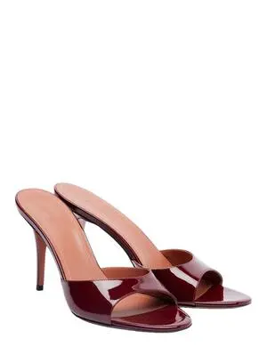 Amina Muaddi Elodie 90 Patent Leather Mules - Burgundy