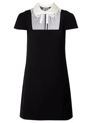 SELF-PORTRAIT Bow-detailed Crêpe Minidress - Black
