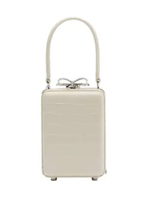 SELF-PORTRAIT Micro Croc-effect Embellished Leather Tote - White