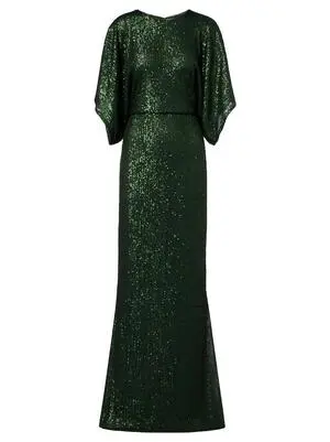 Norma Kamali Obie Sequined Gown - Green