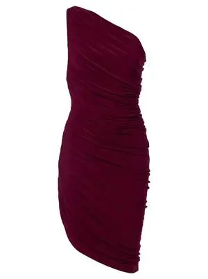 Norma Kamali Diana Gathered Asymmetric Mini Dress - Purple